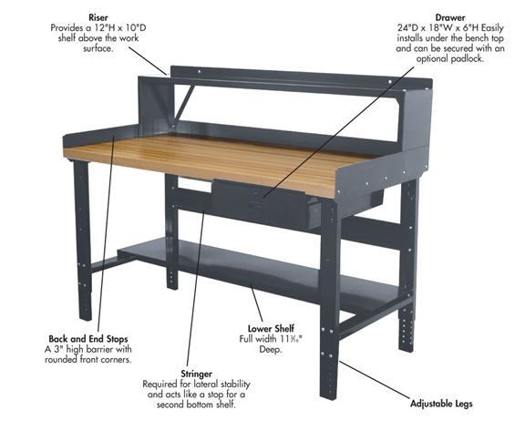 Heavy-Duty Adjustable Leg WorkbenchesMotion Savers
