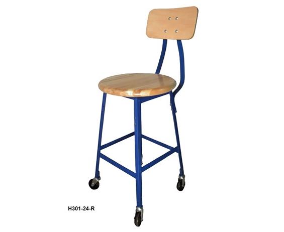 Industrial Shop Stools - Wood Seat With BackrestMotion Savers