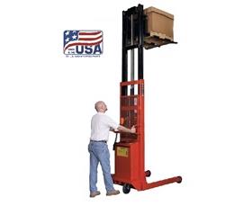 Battery Powered 1000 Lb. To 2000 Lb. Pallet Straddle & Platform StackersMotion Savers