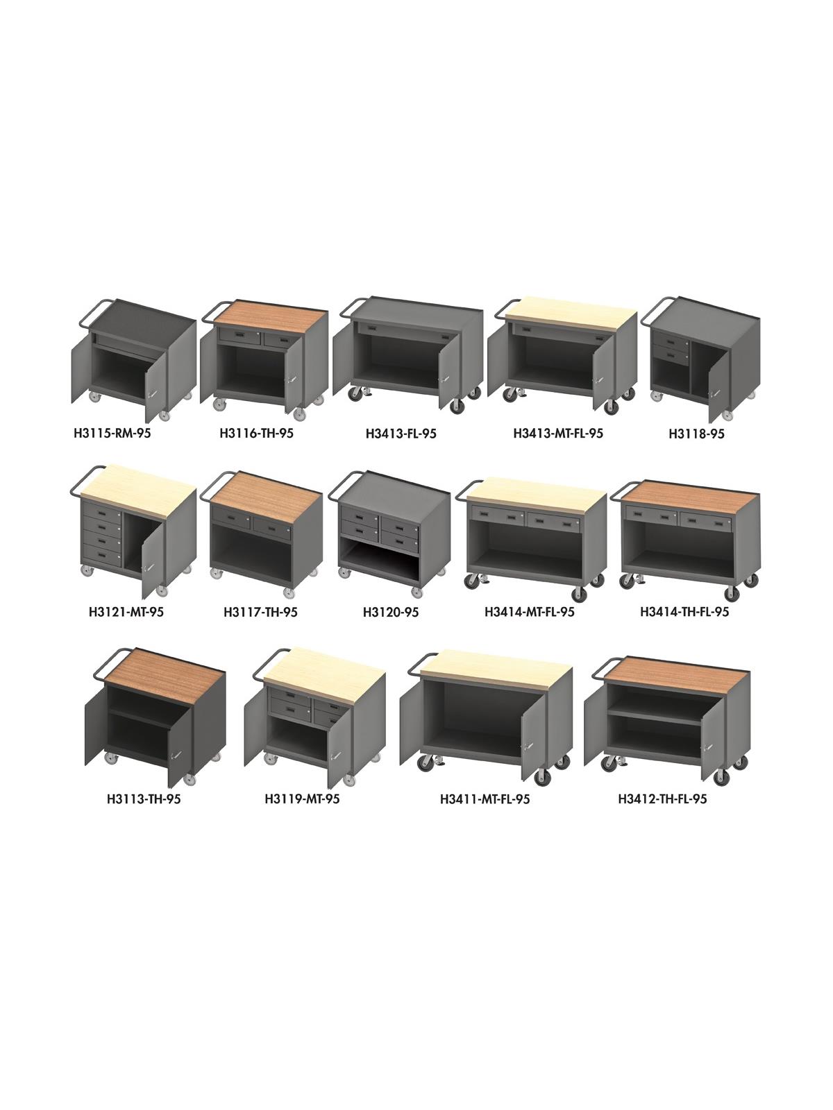 36/48" W Mobile Bench CabinetsMotion Savers